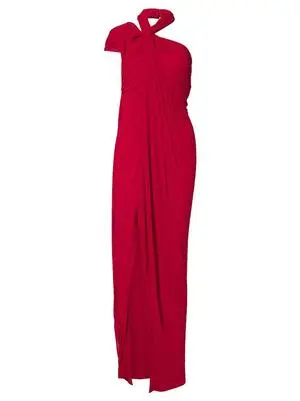 Balmain Draped Jersey Crepe Gown - Red