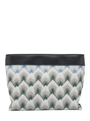 Missoni Mini Leather-trimmed Lame Pouch - Green