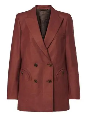 BLAZÉ MILANO Double Breasted Wool Cashmere Blazer - Orange