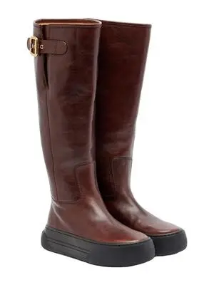 Chloé Delia Leather Knee-high Boots - Brown