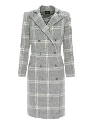 AVENUE N°29 Check Wool Chester Coat - Grey