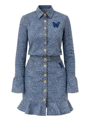 MAUI X LOLITA Evette Baroque Pattern Denim Skirt Set - Blue