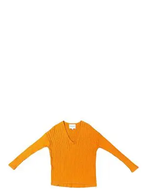 LINDSAY NICHOLAS NEW YORK V-neck Cable Sweater - Orange