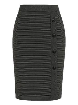 CONQUISTA Striped Stretch Knit Pencil Skirt - Grey