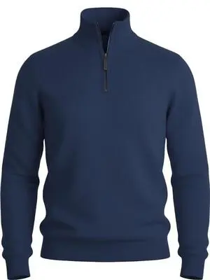 LINDSAY NICHOLAS NEW YORK Drew Quarter Zip Sweater - Blue