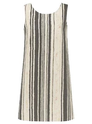 CONQUISTA Sleeveless Striped Dress With Belt - Grey