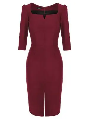 AVENUE N°29 Burgundy Midi Dress With Front Slit - Red