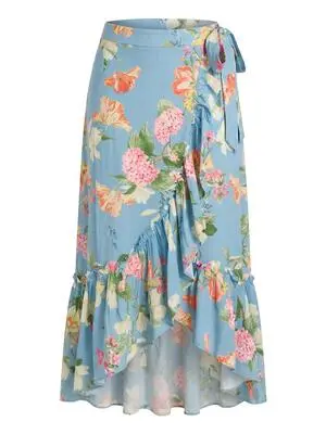 Yumi Kim Floral Print Wrap Midi Skirt - Blue