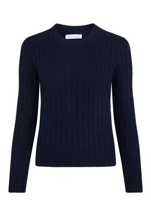 PAUL JAMES KNITWEAR Cotton Cable Crew Neck Jumper - Blue