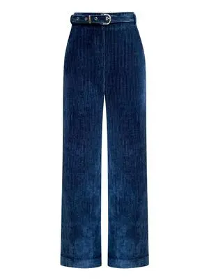 WHY MARY Why Mary Odessa Stretch Corduroy High Waisted Pants Blue