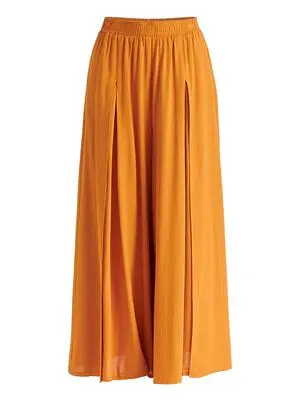 PAISIE Flowy Palazzo Trousers With Front Splits In Ochre - Yellow