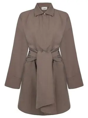THISISU COLLECTION Verda Striped Shirt Dress Brown