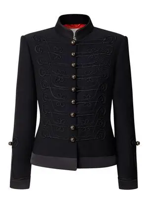 THE EXTREME COLLECTION Embroidered Military Jacket - Black