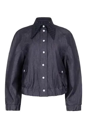BELKYS STUDIO Brooke Denim Bomber Jacket - Blue