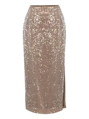 ELSAVA Elsava Lume Sequin Skirt Silver