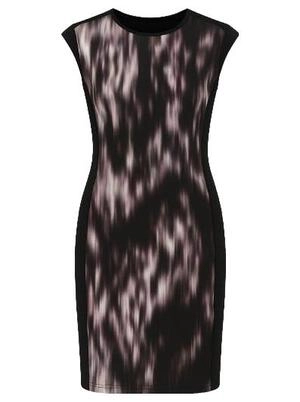 CONQUISTA Sleeveless Abstract Print Dress - Black