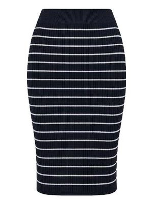 CONQUISTA Fitted Striped Stretch Jersey Midi Skirt - Blue