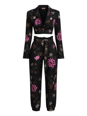 MAUI X LOLITA Flora Fitted Cropped Denim Set - Black