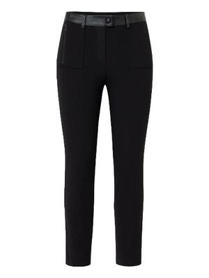 CONQUISTA Mid Rise Jeggings With Faux Leather Detail - Black