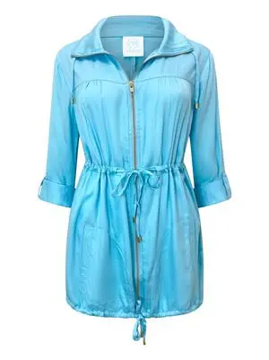 WHY MARY Aqua Lightweight Parker Jacket Keep It Kool - Blue