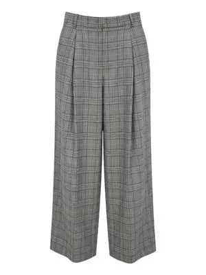 LINDSAY NICHOLAS NEW YORK Plaid Wide-leg Trousers - Grey