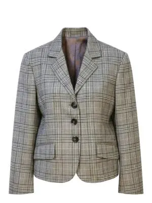 LINDSAY NICHOLAS NEW YORK Plaid Cropped Jacket - Grey