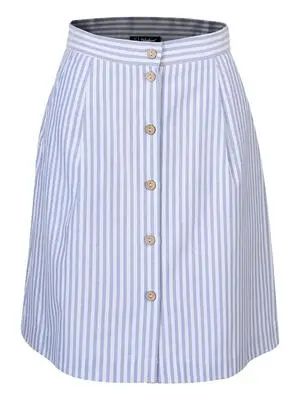 SMART AND JOY Striped Buttoned Short Skirt - Blue