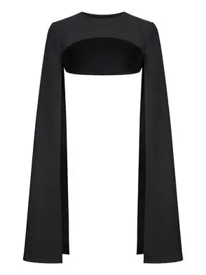 NOMI FAME Hera Long-sleeved Cape Overlay - Black