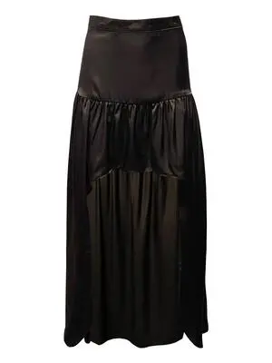 TOUCH BY ADRIANA CAROLINA Gathered Silk Maxi Skirt - Black