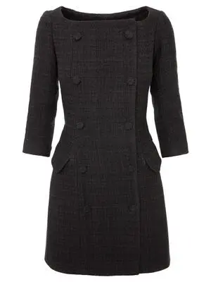 AVENUE N°29 Boat Neck Boucle Blazer Dress - Black