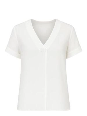 CONQUISTA V-neck Top With Metallic Motif - White