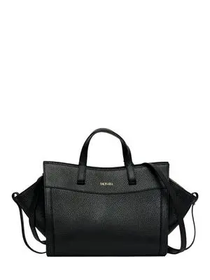 SAONARA BRAND Saonara Mini Shopping Bag In Grained Leather - Black