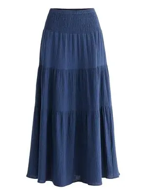 PAISIE Tiered Maxi Skirt - Blue
