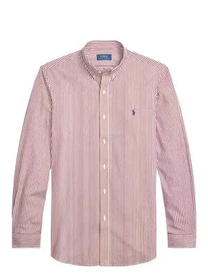 Polo Ralph Lauren Slim Fit Striped Stretch Poplin Shirt - Red
