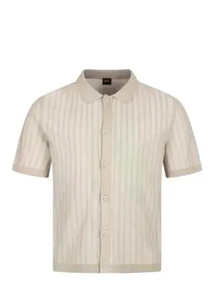 BOSS Ribbed-knit Short-sleeve Cardigan - Neutrals