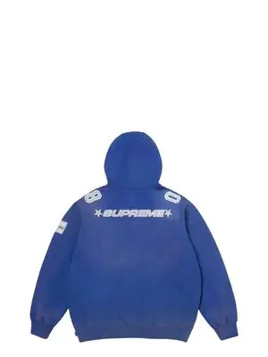 Supreme Logo-patch Jersey Hoodie - Blue