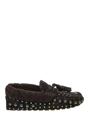 STRATEGIA SHOES Studded Tassel Loafers - Brown