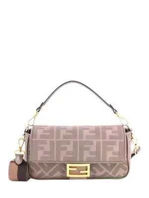 Fendi Baguette Nm Bag Zucca Embroidered Canvas Medium Shoulder Bag - Brown