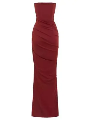 Alex Perry Strapless Draped Gown - Red