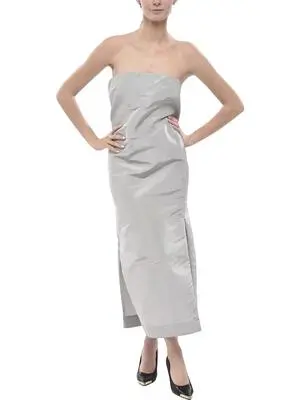 SUPER BLOND Silk-organza Strapless Midi Dress - Grey