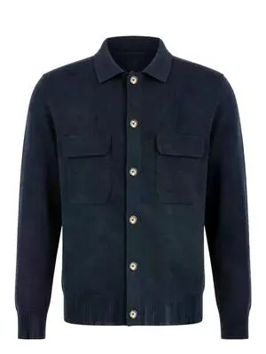 Eleventy Long-sleeved Button-up Knit Shirt - Blue