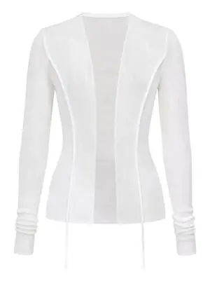 Masnada V-neck Cardigan With Chiffon Inserts - White