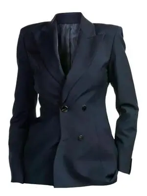 SA SU PHI Navy Peak Lapel Double-breasted Blazer - Blue