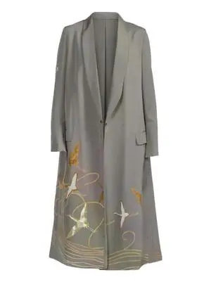 IBRIGU Ibrigü Bird-print Long-sleeve Coat - Grey
