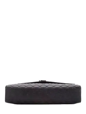 Saint Laurent Classic Monogram Envelope Satchel Mixed Matelasse Leather Shoulder Bag - Black