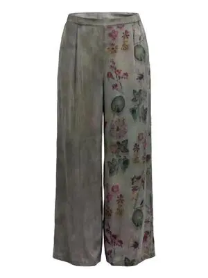 Avant Toi Patchwork Floral-print Palazzo Pants - Grey