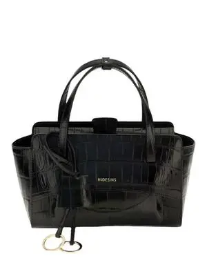 B Sides Croc-effect Leather Shoulder Bag - Black