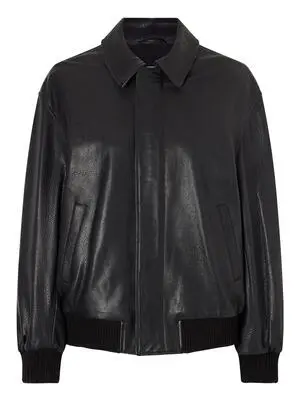 Nour Hammour Toyen Leather Bomber Jacket - Black