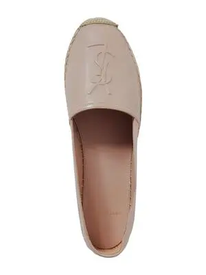 Saint Laurent Embossed Logo Leather Espadrilles - Neutrals