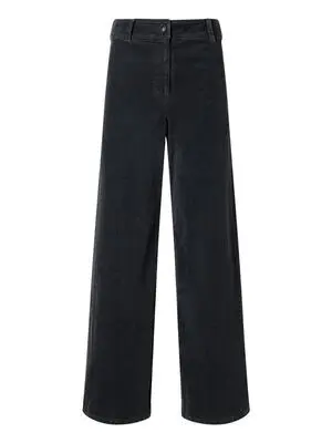 NILI LOTAN Megan Cotton Blend Wide Leg Pants - Gray